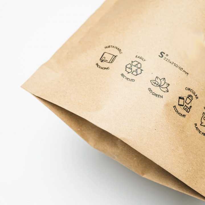 100 pochettes papier kraft S 225 x 250 + 80mm / 60mm
